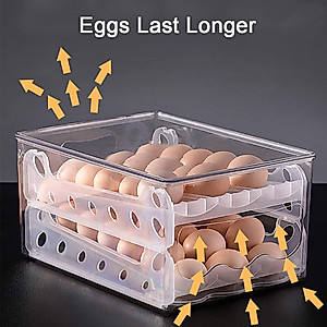 Keyii Egg Holder for Refrigerator, Pull Out Egg Refrigerator Drawer with Slide Design, Adjustable Egg Holder Storage Container for 36 Eggs (Z26HS49V17TI)