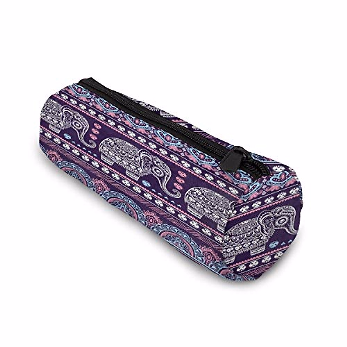 Aieefun Tribal Ethnic Elephant Cylinder Pencil Case Holder Zipper Large Capacity Pen Bag Pouch Stationery Cosmetic Makeup Bag