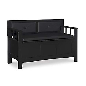Linon Carlton Padded Bench, 44.5"W x 17"D x 30"H, Black