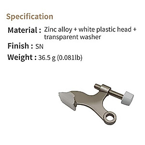 10 Pack Hinge Door Stoppers, Heavy Duty Door Stopper Hinge, Rubber Bumper Tips, Zinc Alloy, SN (Silver)