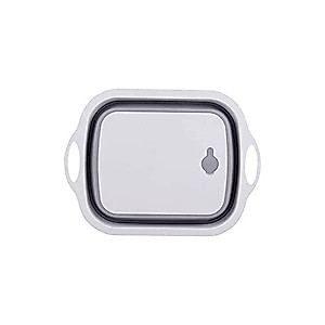 MMOOCO Chopping Board, Washable Drain Water Basket Cutting Board Fruit Vegetable Basket Kitchen Tool Multifunctional Folding Cutting Board Dual Purpose