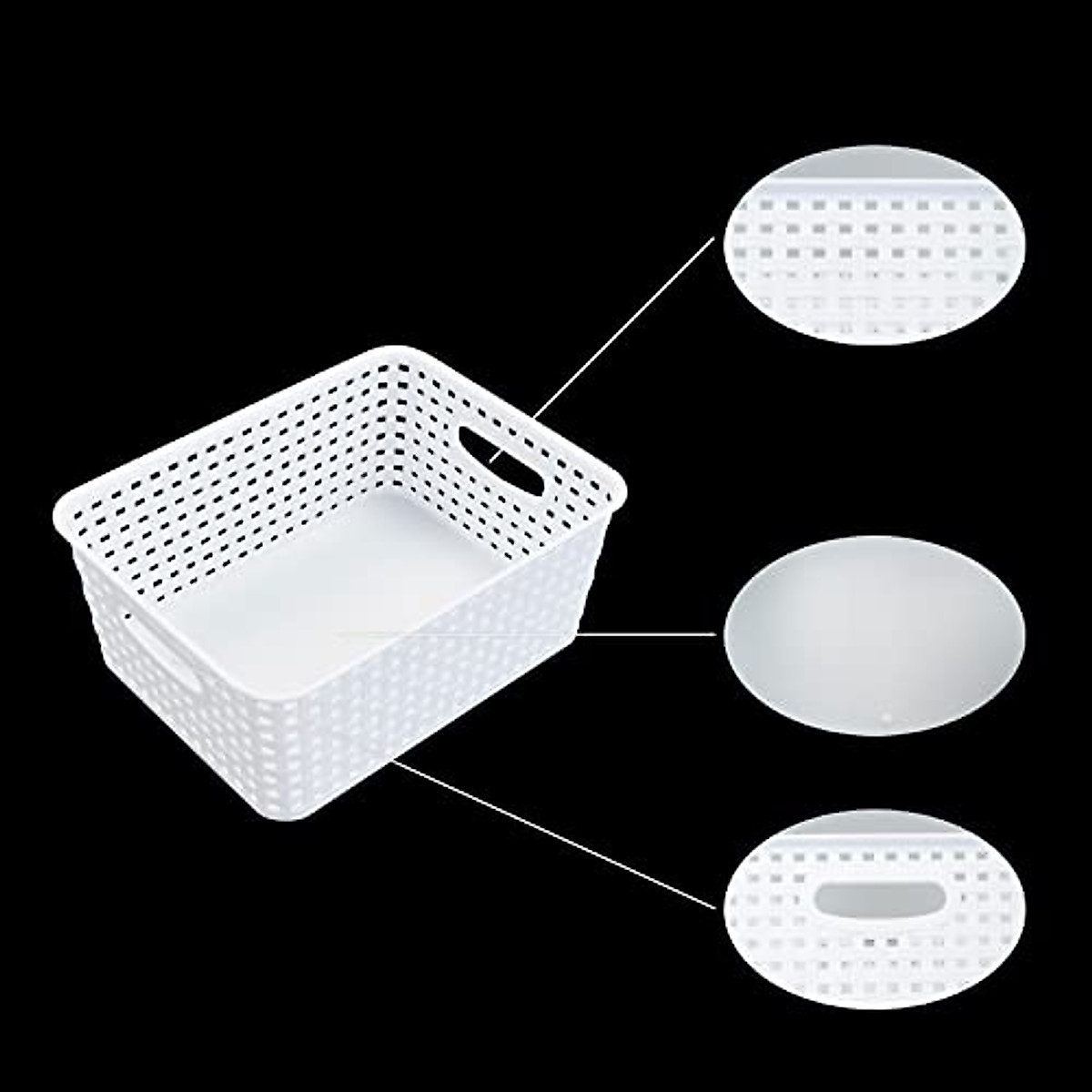 Utiao White Plastic Storage Baskets Pantry Organizer Bin, 6 Packs