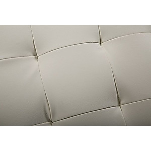 Velago ATTALENS White Modern Convertible Sectional Sofa | Leather Sleeper Queen Size | Reversible Chaise Lounge | Contemporary Living Room Furniture, 116"