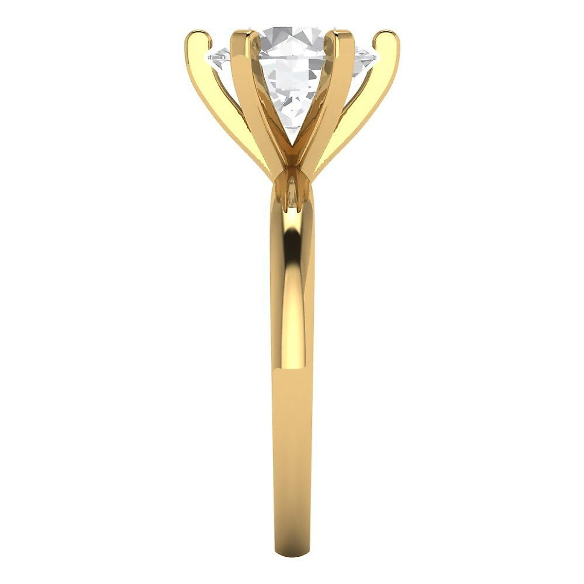 3 Ct Brilliant Round Cut Clear Simulated Diamond 14K Yellow Gold Solitaire Statement Ring Size 6.5