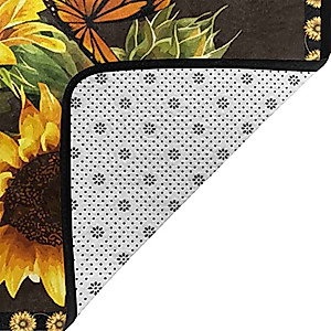 Beautiful Sunflower and Butterfly Area Rug for Living Dinning Room Bedroom Kitchen, Nursery Rug Floor Carpet Yoga Mat