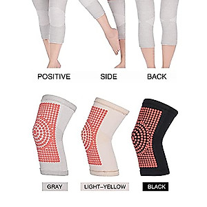 1 Pair Self Heating Support Knee Brace Warm for Arthritis Joint Pain Relief and Injury Recovery Knee Pads (Light Grey,L)