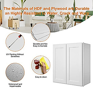 LOVMOR Wall-Mounted Bathroom Cabinet, 2-Doors Medicine Cabinet, Bathroom Cabinet Wall Mounted with Adjustable Shelves & Soft-Close Door, 12" D*27" W*42" H