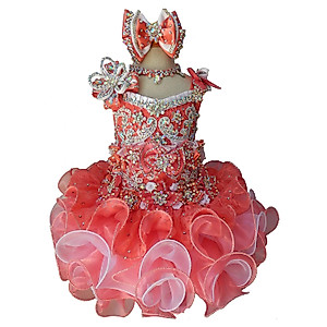 Jenniferwu G016 Infant Toddler Baby Newborn Little Girl's Pageant Party Birthday Dress Peach Size 3T