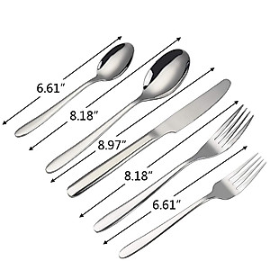 Parlynies 60 Pieces Stainless Steel Flatware Sets, Kitchen Silverware Cutlery Set, Service for 12