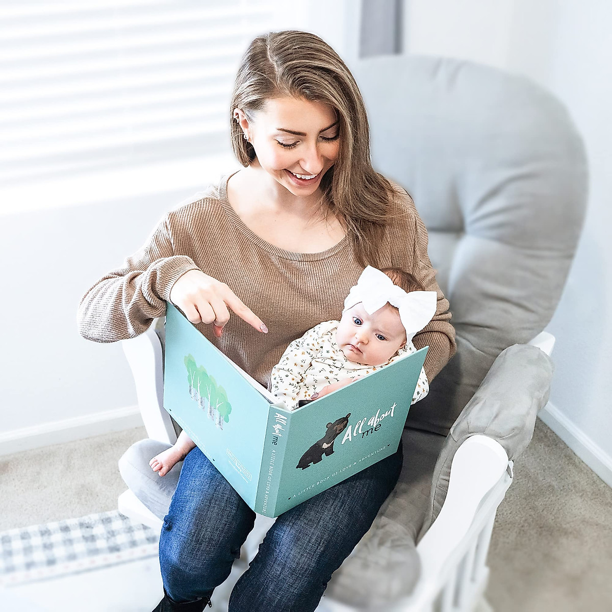 RubyRoo Baby Memory Book - Milestone Keepsake Baby Photo Album - First 5 Years Scrapbook Journal for Baby Boy or Girl - Pregnancy Gift for Baby Shower, Newborn Gender Neutral Record Book - Woodland