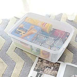 Hespama 14 Quart Plastic Storage Bin, Clear Latching Boxes with Grey Lid, 2 Packs, F