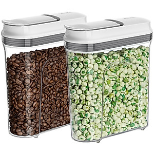 MR.SIGA 2 Pack Airtight Cereal Dispenser Set, Cereal Containers Storage Dispenser, BPA Free, 1.3 L / 1.37qt, Medium, White