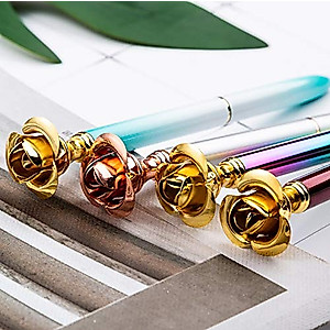 JYDQM 8pcs Customized with Own Logo Diamond Ballpoint Pen Rose Gold Metal Pens