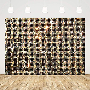 AIBIIN 7x5ft Black Gold Glitter Backdrop for Photography Golden Sequins Bokeh Birthday Party Photo Shoot Background Prom Graduation Wedding Bridal Shower Bachelorette Party Decorations Banner Props