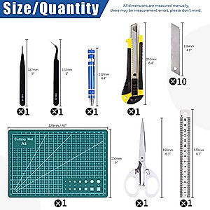 Glarks 47Pcs Gundam Model Tools Kit Model Basic Tools Craft Set Including Utility Knife, Cutting Mat, Tweezer, Files for Cars/Airplanes/Buildings/Gundam/Robots Models Building Repairing and Fixing