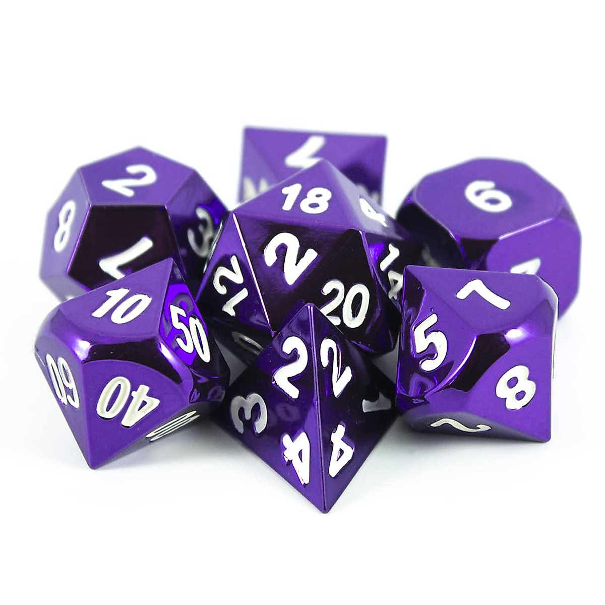 Paladin Roleplaying Purple Metal Dice - Full Polyhedral Set - in Presentation Case