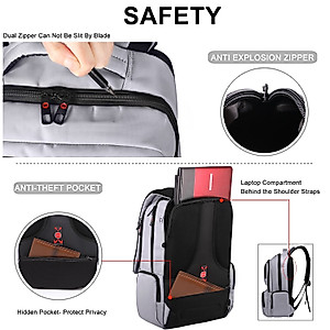 KUPRINE Travel Anti Theft Slim Durable Laptop Backpacks for Women Mens Lightweight Water Resistant College Computer Backpack Fits Most 15.6 Laptop & Tablet