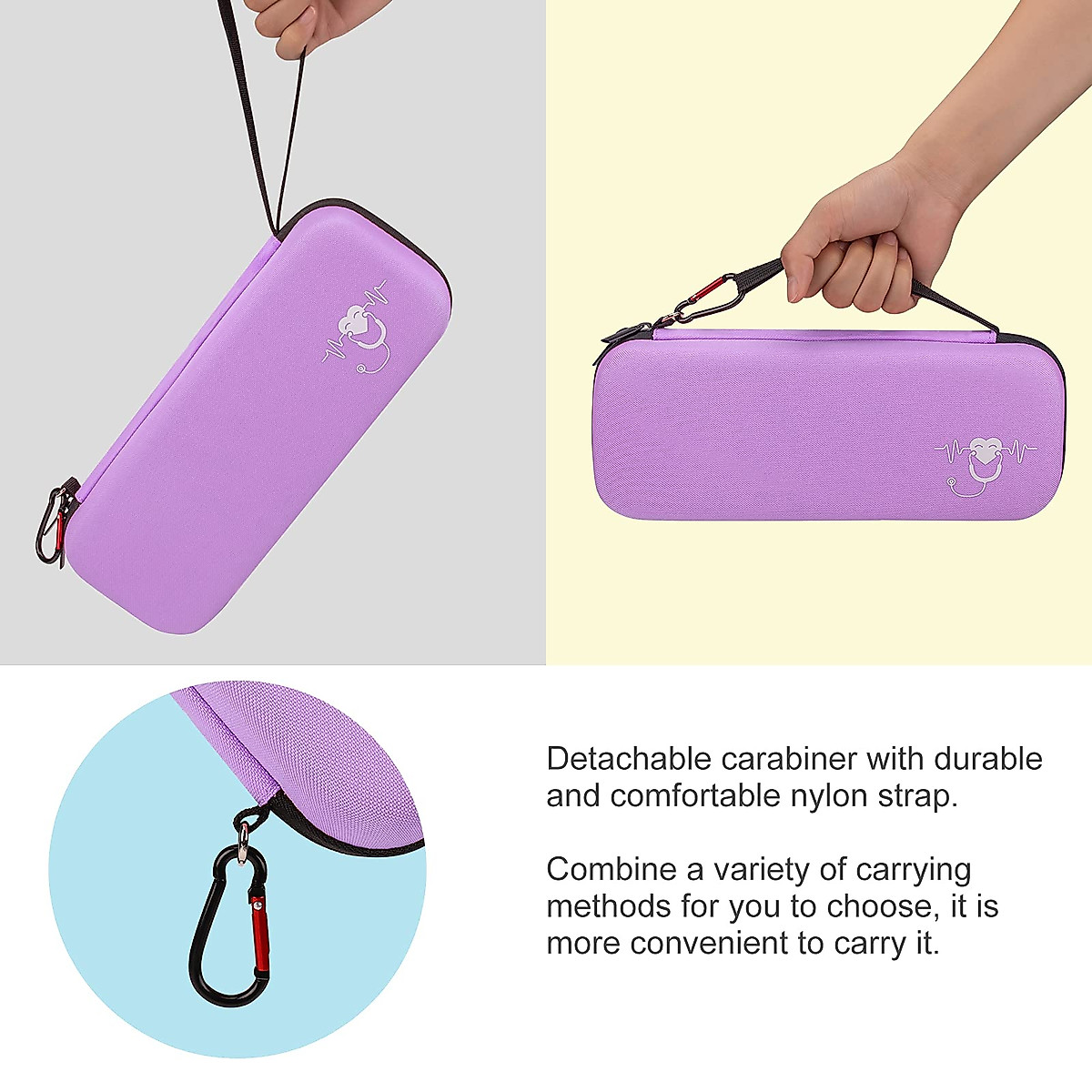 Opoway Stethoscope Carrying Case, Hard Stethoscope Case Compatible for 3M Littmann Classic III, Cardiology IV Diagnostic, MDF Acoustica Stethoscopes and Other Nurse Accessories (Purple)