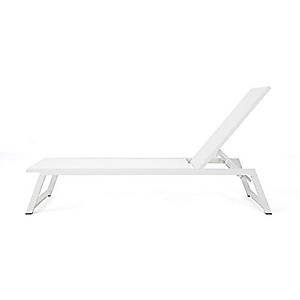 Christopher Knight Home Belle Outdoor Mesh Chaise Lounges, 2-Pcs Set, White Mesh / White