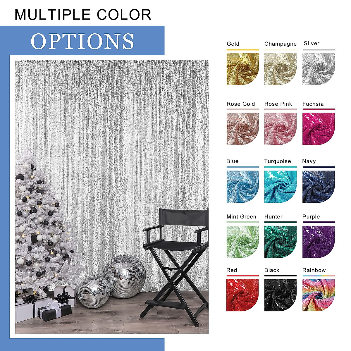 Hahuho Rose Gold Sequin Backdrop Curtain, 4PCS 2FTx8FT Glitter Backdrop Curtain for Parties, Christmas, Wedding, Party Decoration（4 Panels, 2FT x 8FT, Rose Gold