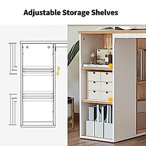 CubiCubi Computer Desk with Storage Shelves, 47 Inch Home Office Desk, Modern Office Writing Desk, Student Study Table, White