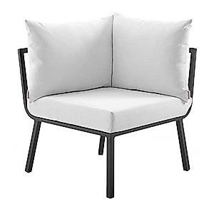 Modway Riverside Outdoor Furniture, Corner Chair, Gray White