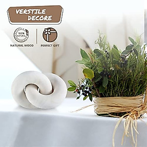 Timberk 2-Link Wood Knot Décor Wood Chain Link Décor Wood Decor for Living Room, Bedroom,Shelf, and Coffee Table Decor Hand Carved Wooden Knot Decorative Chain (White)