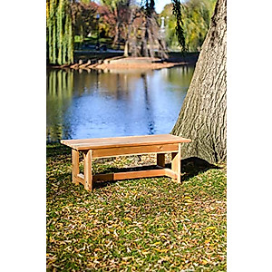 Premium Cedar Outdoor Garden Bench with Flat Seat (48” Wide, 18” Deep, 17” Tall)