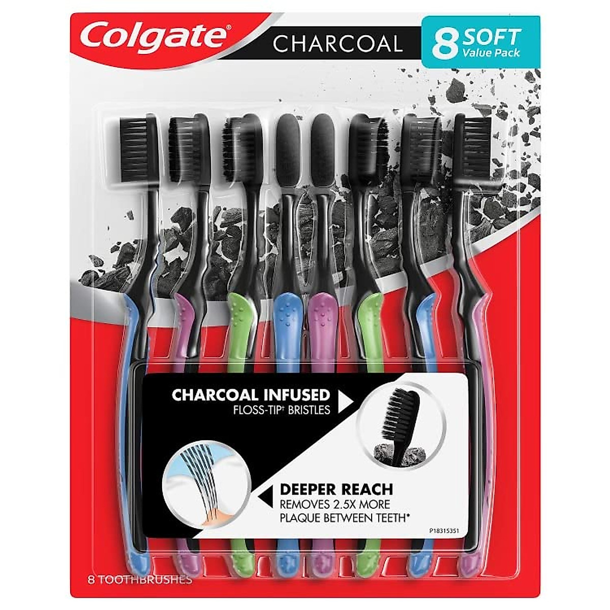 Colgate Charcoal Infused Floss-Tip Slim Soft Toothbrush (8 Pk.)