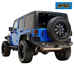 EAG Rear LED Bumper with Tire Carrier W/Linkage Fit for 07-18 Wrangler JK