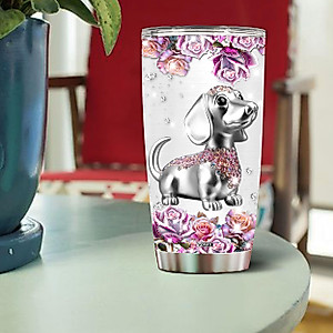 WONWIX Personalized Dachshund Themed Gifts for Women, Girls, Wife, Daughter, Insulated Stainless Steel Tumbler, Mug, Cup, Water Bottle, Perfect for Christmas, Birthday, Mother's Day, Valentine