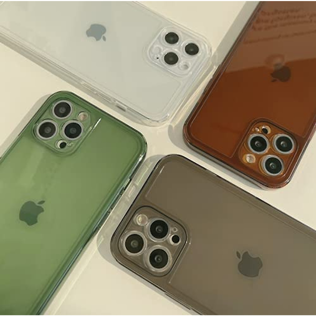 ZTOFERA Case for iPhone 12 Pro Max 6.7 inch,Clear Soft Silicone Bumper Protective Retro Color Transparent Shockproof Phone Case - Green