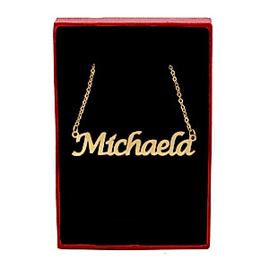 Zacria Michaela Name Necklace - 18ct Gold Plated