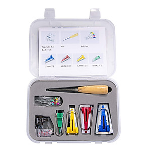 Bias Tape Maker Set, Neo LOONS Sewing Fabric Bias Tape Maker Tool Kit with Binder Foot, 6MM 12MM 18MM 25MM 4 Sizes DIY Patchwork Sewing Accessories Tools Set for Quilt Binding