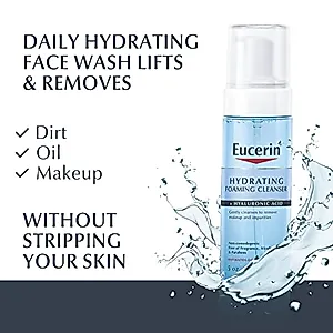 Eucerin Hydrating Foaming Daily Facial Cleanser with Hyaluronic Acid, 5 Fl Oz