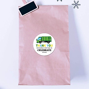 Garbage Truck Thank You Stickers, 2 Inch Baby Shower Birthday Party Favor Labels 40-Pack