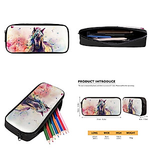 doginthehole Middle School Backpack School Bag for Kids Girls Boys, Lightweight Travel Daypack Bookbag Art Watercolor Horse Design Rucksack Lunch Box Pencil Bag, Set of 3