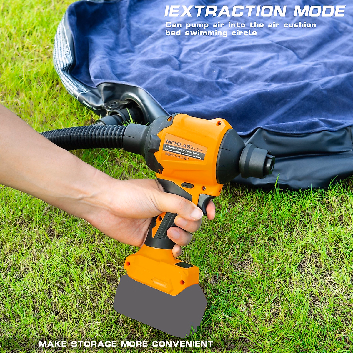 Nichilas Cordless Dust Blower Compatible with DEWALT 20V Battery, Vacuum 2 in 1 Leaf Cleaning Brushless Motor Variable Speed Cleaner (Tool Only, No Battery)