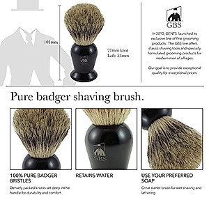 G.B.S 9 Pc Shaving Set - Non Slip DE Safety Razor Shaving Brush Stand 5 oz Sandalwood Aftershave, Mug with G.B.S Natural Soap +15 Blades Adjustable Convenient