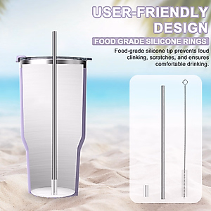 AUSOR 30 oz Tumbler with Lid and Straw,Water Bottle,Insulated Tumbler for Hot & Cold,Purple & Blue