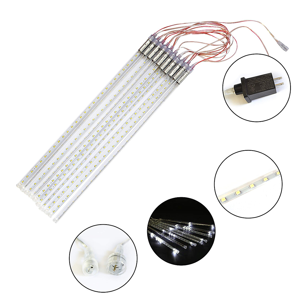 Joiedomi Christmas Meteor Shower Lights Falling Rain Drop Icicle String Lights 540 LEDs 10 Tube 50cm Warm White for Christmas Holiday Party Home Patio Outdoor Decoration