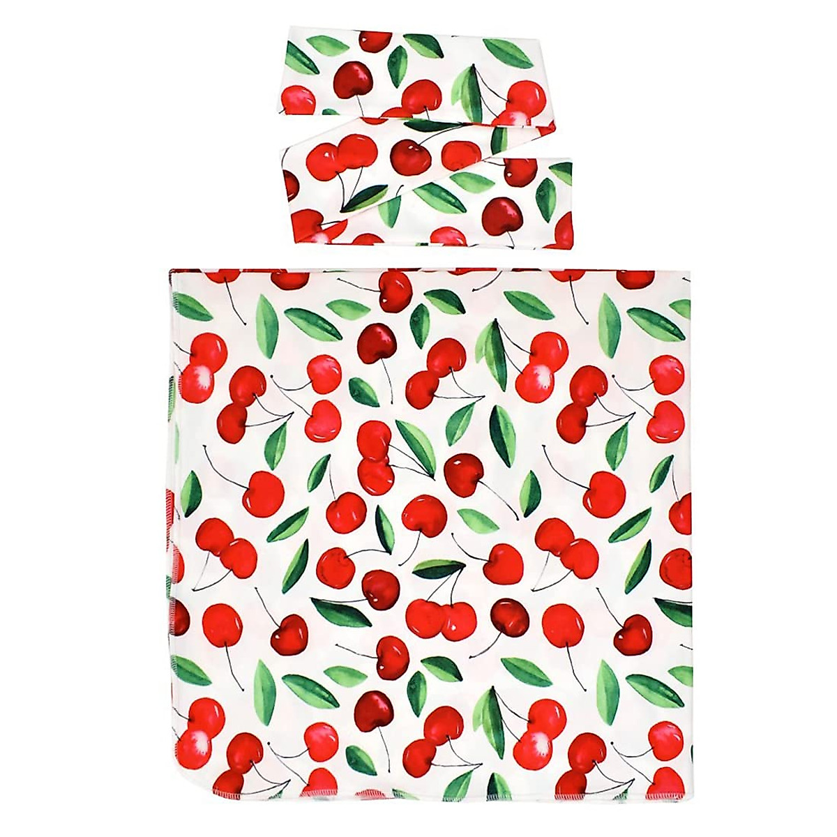 Vollmic Newborn Baby Girl Receiving Blanket Swaddle Blanket Stretchy Knit Swaddle Set with Matching Headband 3 Packs -Summer Fruits Series