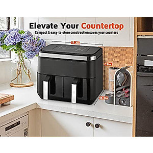 DyBaxa 10Qt 6-in-1 Dual Basket Air Fryer, 2 Independent Air Fry Baskets, ClearCook Windows, Easy-to-Control Panel, Roast Broil Dehydrate&More for Quick & Easy Meals, Nonstick & Dishwasher-Safe Basket