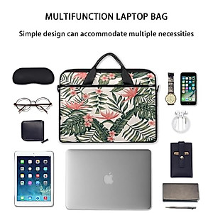 Palm Tree Flower Laptop Computer Bag Waterproof Shoulder Messenger Bag 13-15 inch Durable Laptop Tote Bag with Shoulder Strap Handle Lightweight Crossbody Briefcase