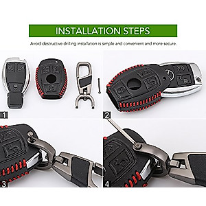 Smart 3button Leather Key Cover Bag Fob Shell Car Key Cases Fit For Mercedes Benz W203 W205 W210 W211 W212 W124 Accessories Red