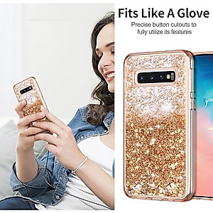 Coolden Case for Galaxy S10 Plus Cases Protective Glitter Case for Women Girls Cute Bling Sparkle Quicksand Heavy Duty Cover Hard Shell Shockproof TPU Case for Samsung Galaxy S10 Plus, Rose Gold