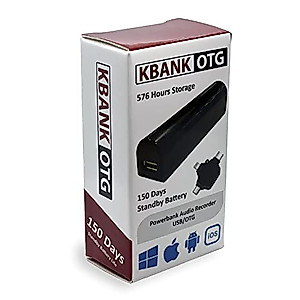 KBANK-OTG Voice Activated Digital Audio Recorder 576 Hours of Recording - Play Back on Computers, Phones, & Tablets