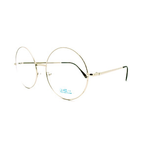 PASTL Super Oversized Round Circle Frame Clear Lens Glasses Silver