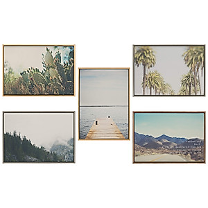 Kate and Laurel Sylvie Power of Imagination Framed Canvas Wall Art by Laura Evans, 23x33 Gray, Beautiful Mountain Wall Decor