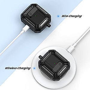 ACAGET for Airpods 3 Case Cover with Keychain, Secure Lock Full Body Protective Rugged Airpods 3 Case Shockproof Hard Shell Armor Case for AirPods 3rd Generation Supports Wireless Charge Men Boy Black